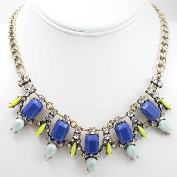 LOFT | Jewelry | Loft Womens Statement Necklace Rhinestones Blue Neon ...